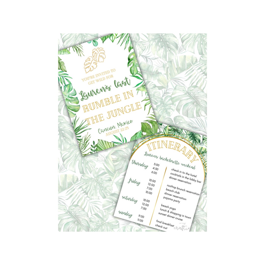 Last Rumble in the Jungle Bachelorette Party Invitiation & Itinerary ...