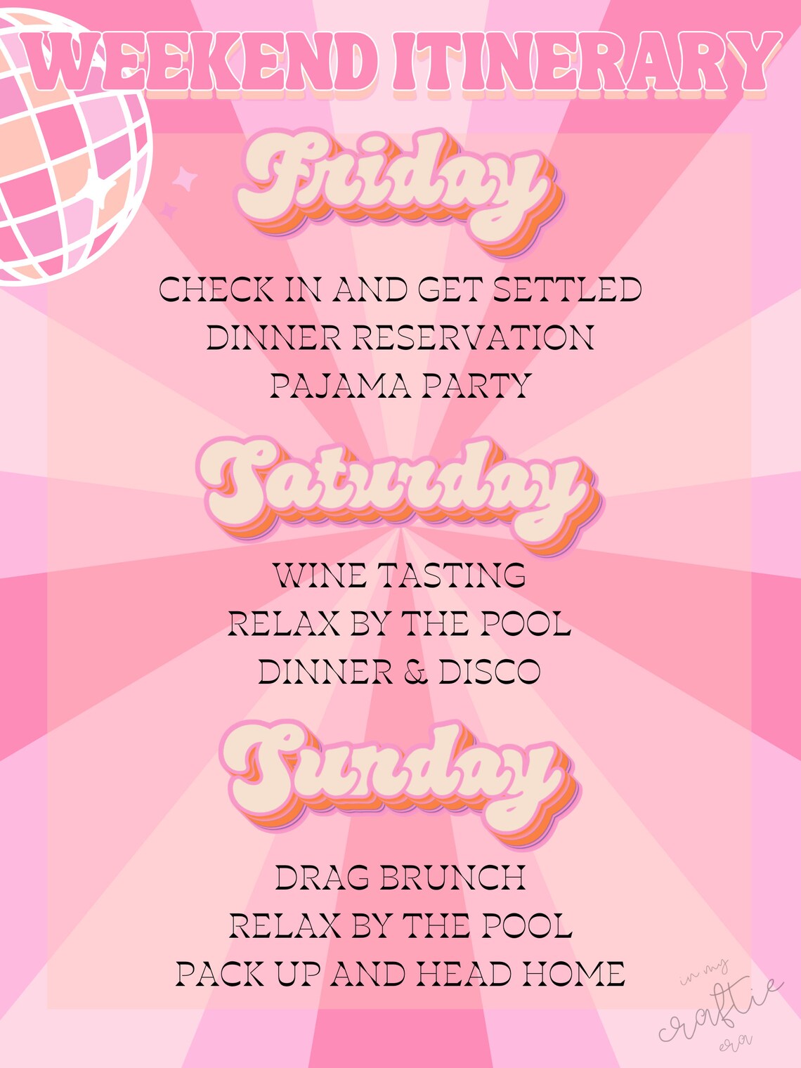 Retro Groovy Disco Bachelorette Party Invitation and Itinerary Digital ...