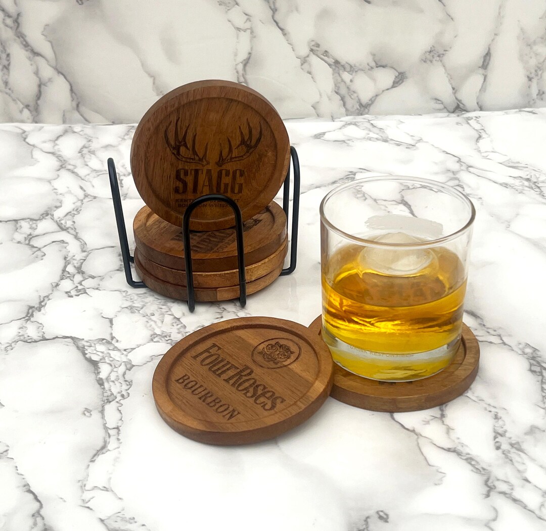 Engraved Bourbon Coaster Set, Wood Coasters, Housewarming Gift - Etsy