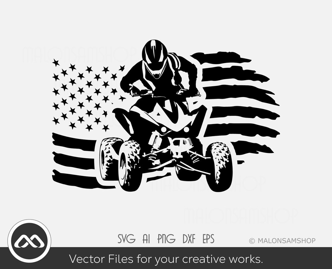 Cool ATV SVG American Flag - Atv Svg, Quad Svg, 4 Wheeler Svg, Dxf, Png ...