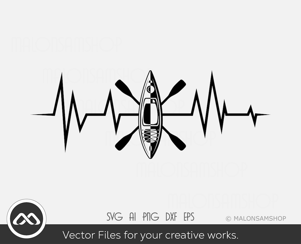 Cool kayak SVG Heartbeat kayak svg kayaking svg canoe svg | Etsy