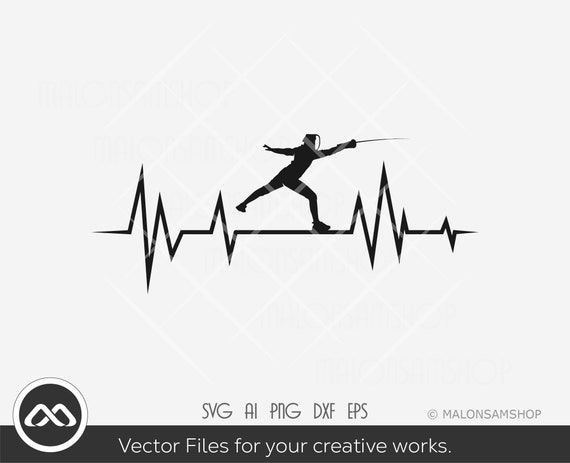 Fencing SVG Heartbeat Fencing Svg Fencing Sword | Etsy