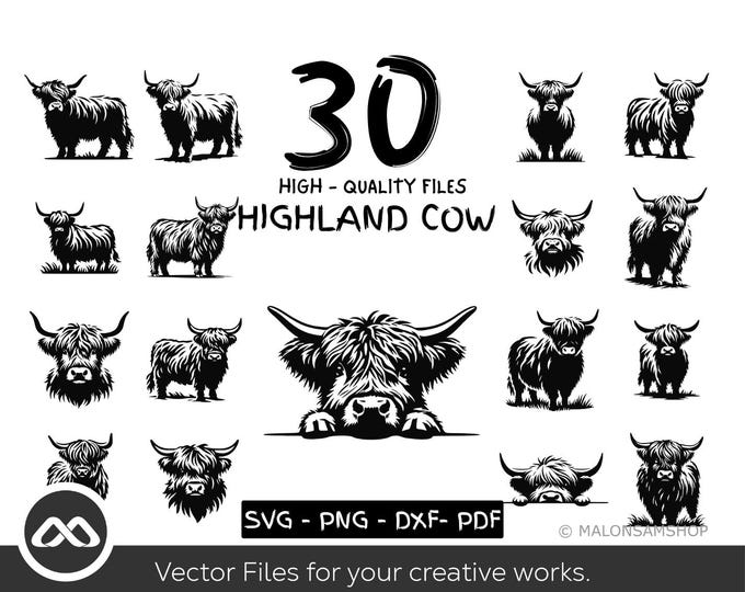 Highland Cow Svg, Layered Highland Cow SVG, Farm Animal PNG, Highland ...