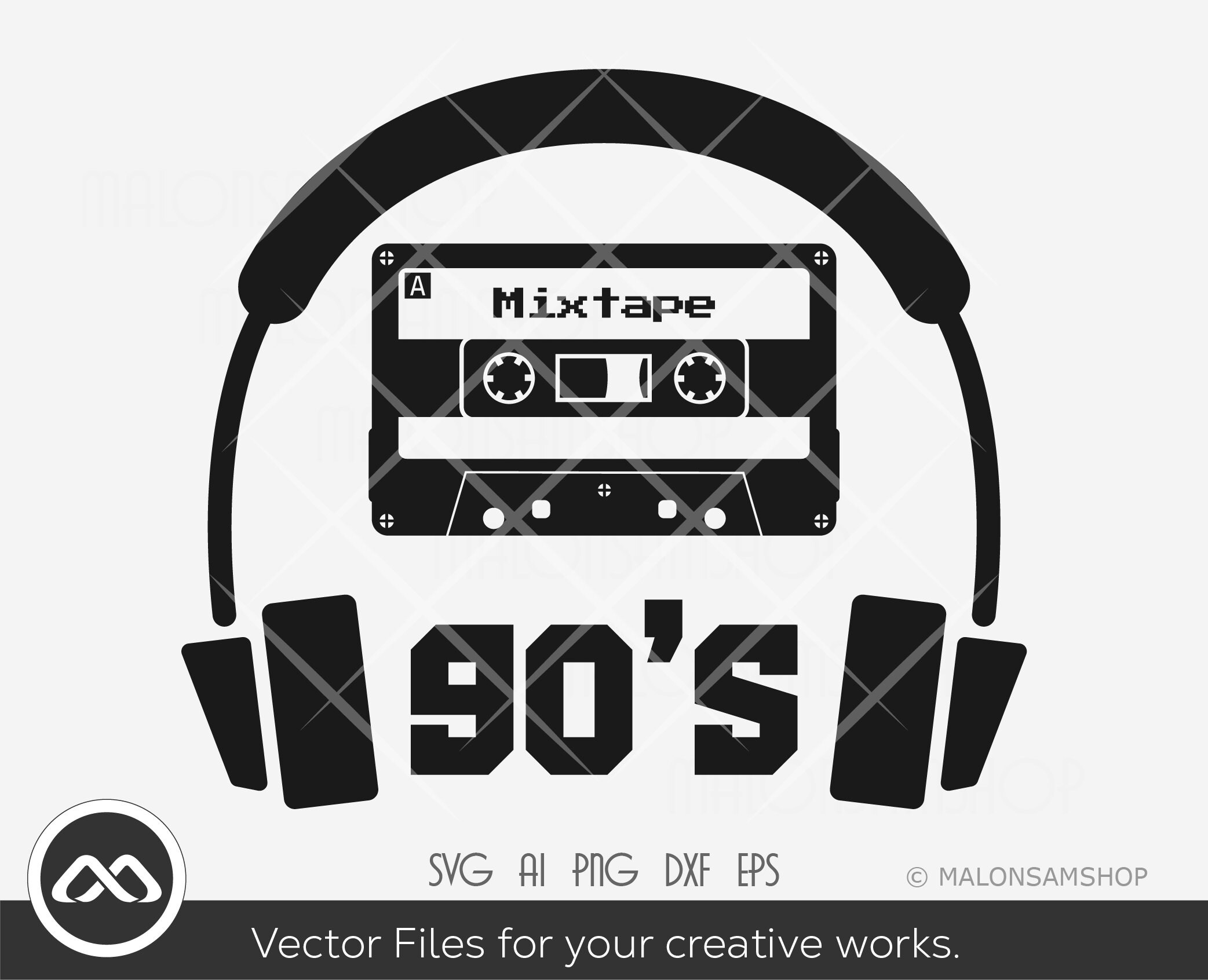 Cassette SVG Mixtape 90's - Cassette Tape Svg, Music Svg, Cassette Tape ...