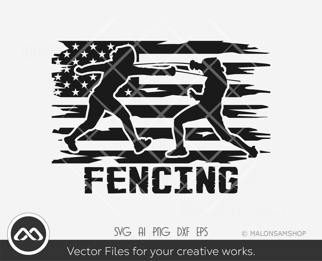 Fencing SVG Us Flag - Fencing Svg, Fencing Sword, Silhouette, Dxf, Eps ...