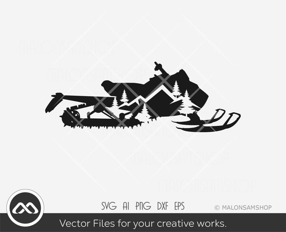 Snowmobile SVG Mobile With Mountain and Tree Snowmobile Svg - Etsy