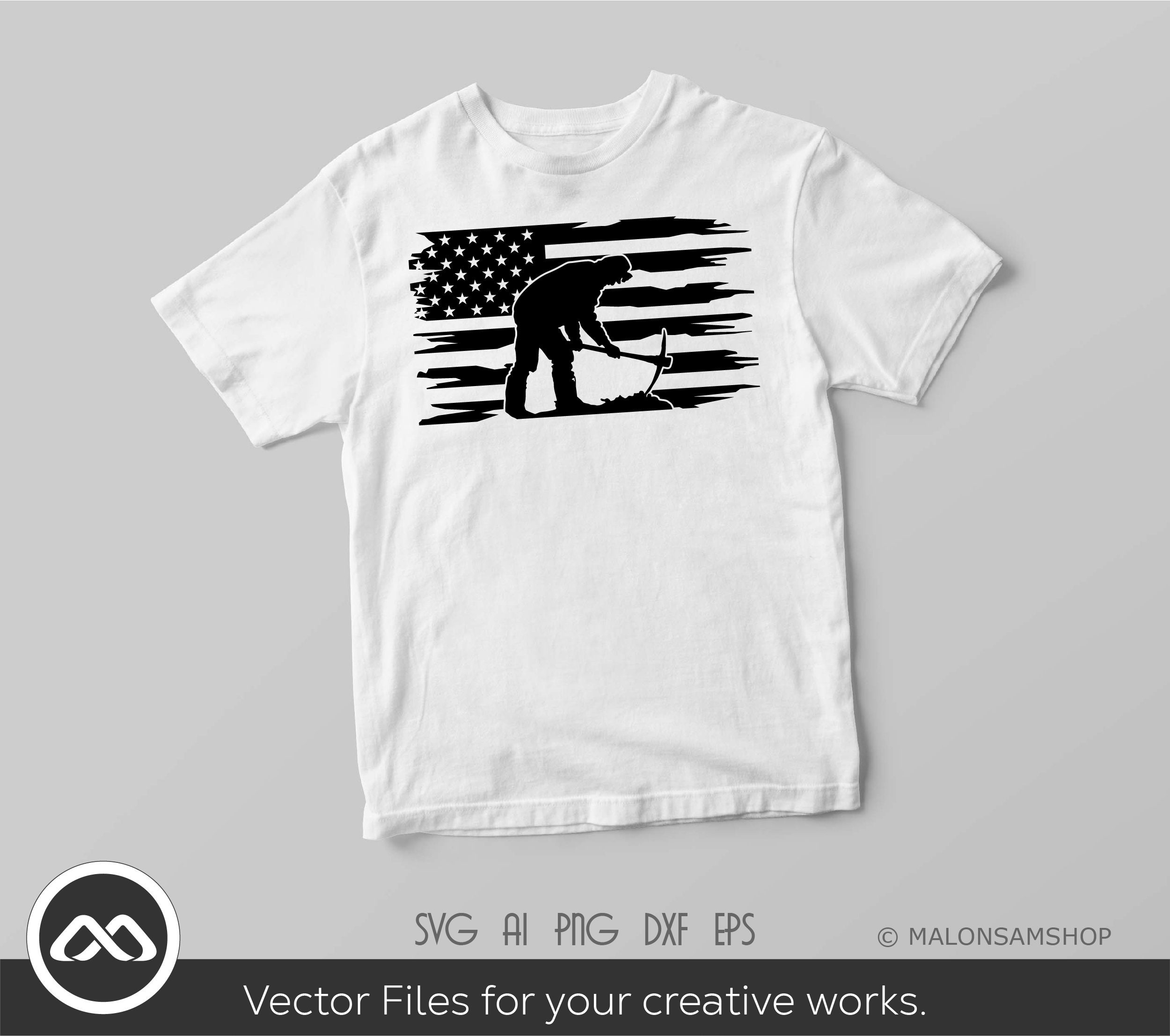 Us Flag Mining SVG Miner Silhouette - Miner Svg, Pickaxe Svg, Png ...