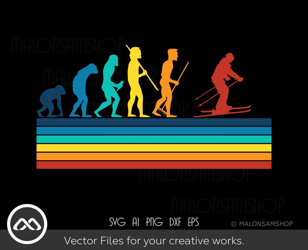 Retro Ski SVG Evolution Ski Svg, Snowboarding Svg, Skiing Svg, Winter ...