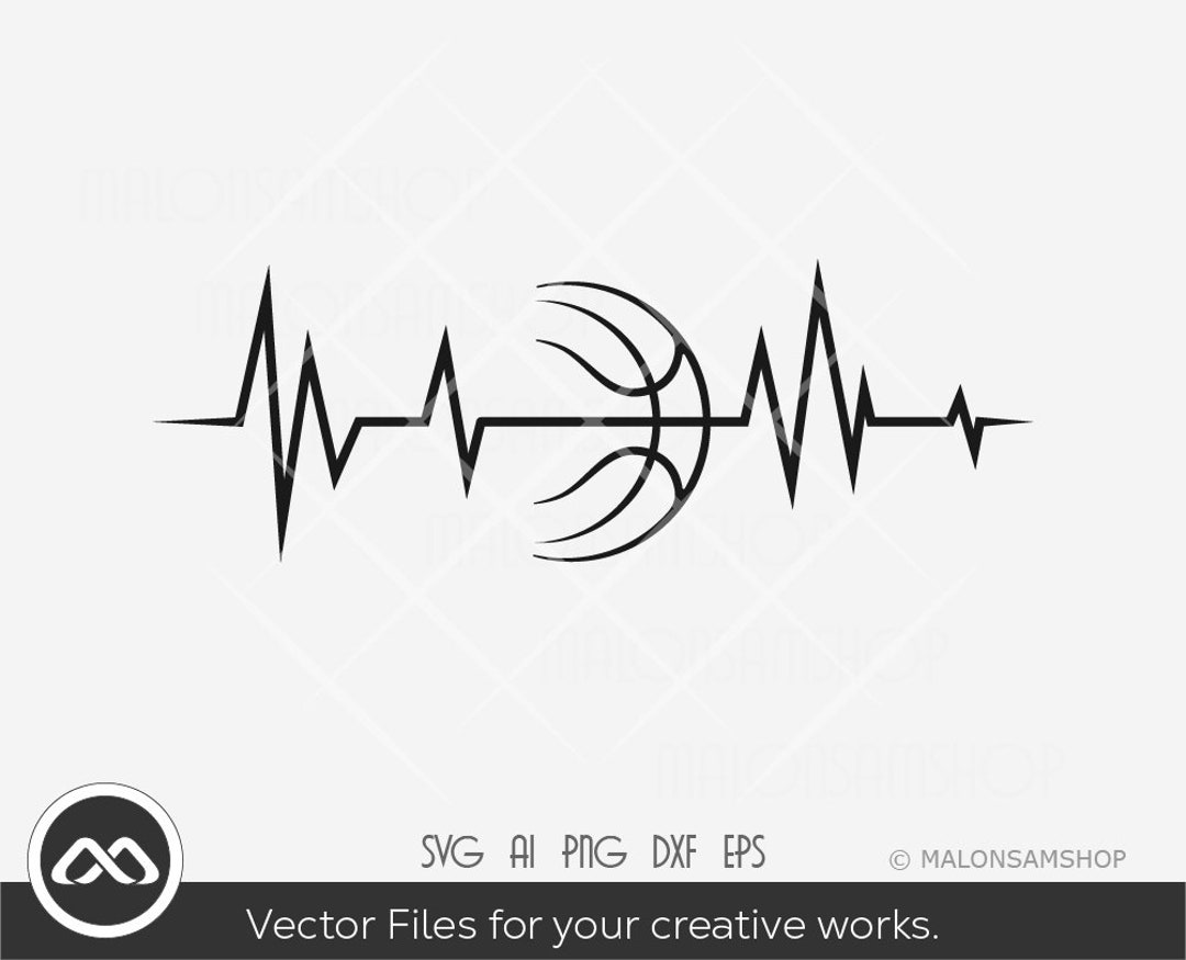 Basketball SVG Heartbeat - Basketball Svg, Basketball Clipart ...