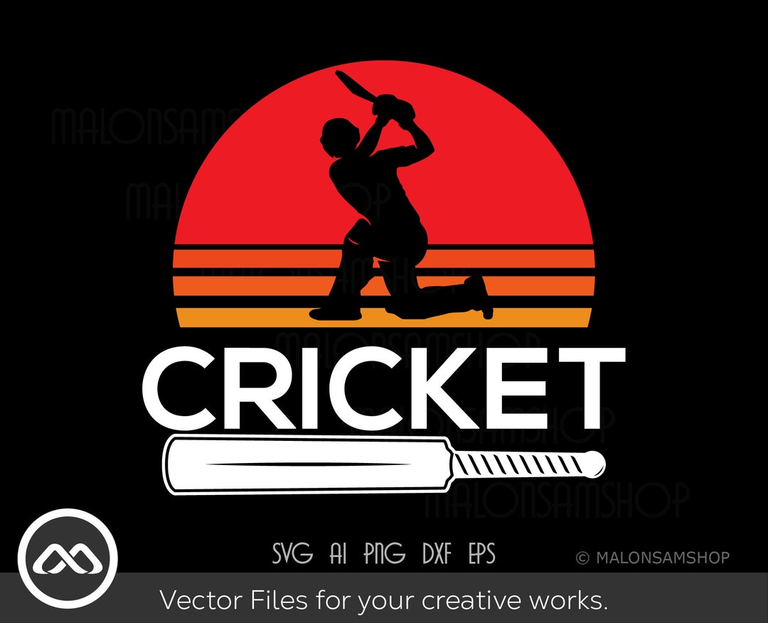 Retro Cricket SVG Sunset Cricket Svg, Sports Svg, Silhouette, Dxf, Eps ...