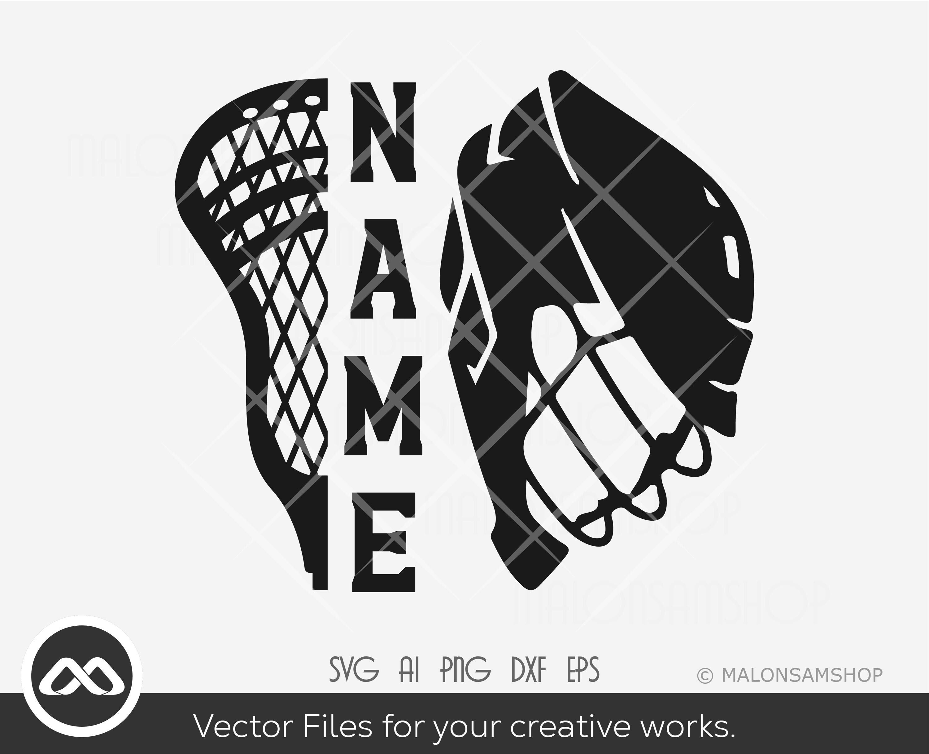 Custom Lacrosse Helmet and Stick SVG With Editable Name Text | Sports ...
