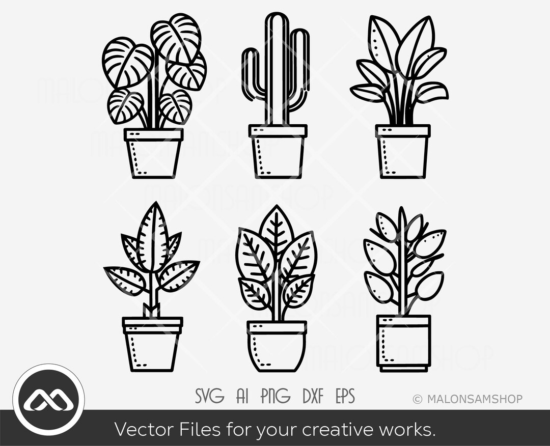Plant SVG Bundle 2 - Plants Svg, House Plant Svg, Potted Plants, Cut ...