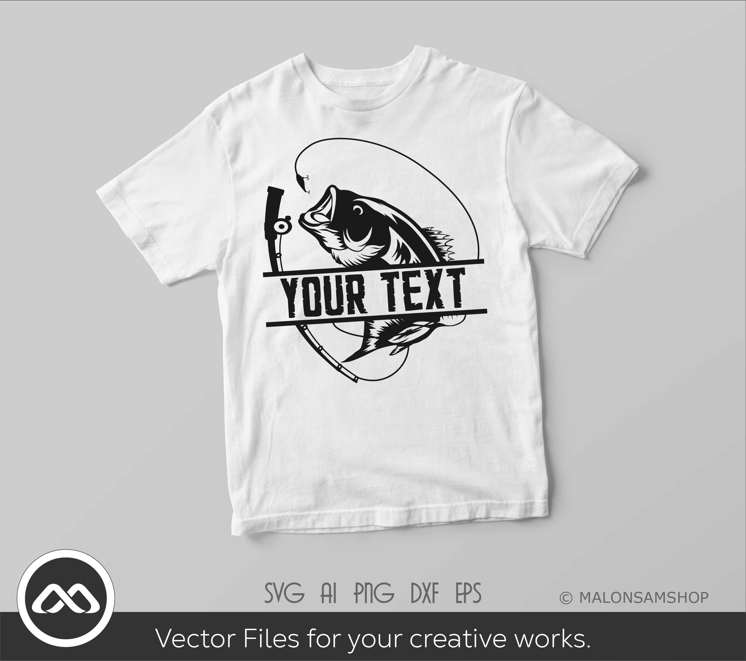 Fishing Logo SVG Custom Text Bass Fish Rod Reel Hook Clipart, Editable ...