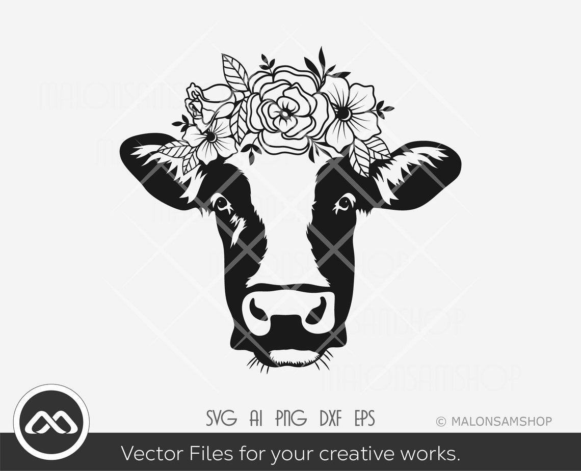 Heifer SVG Cow With Flower Cow Svg Cow Face Svg Cow Head - Etsy