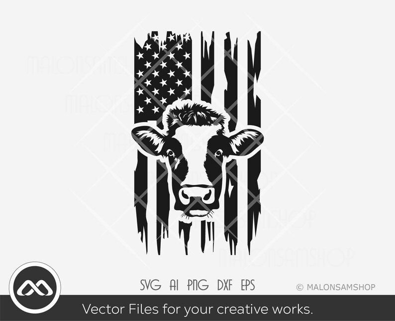 USA Cow SVG Us Flag Cow Svg Heifer Svg Cow Head Svg Cow | Etsy