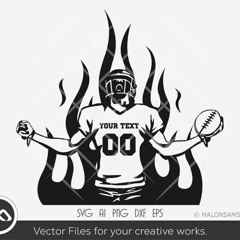 Football Player Flames Svg - Etsy