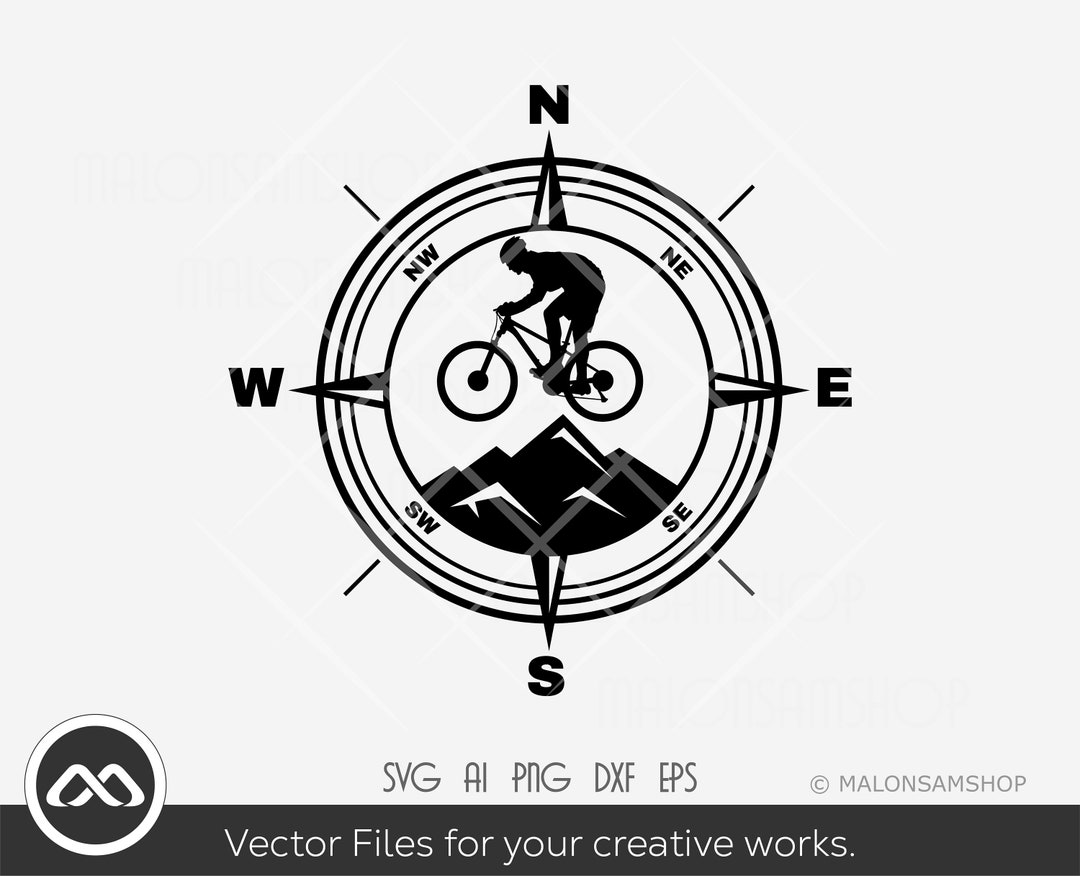 Mountain Bike Compass SVG File, Bike Svg, Mountain Biking Svg, Mtb Svg ...