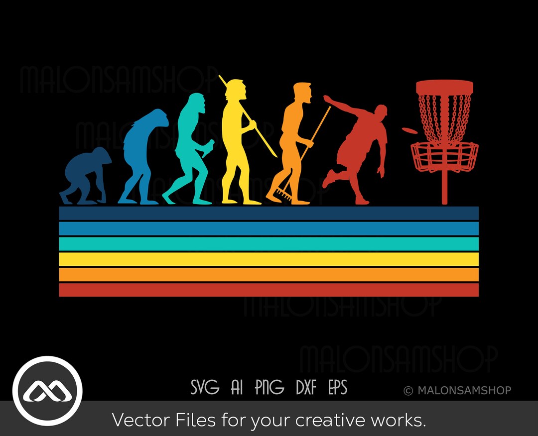 Retro Disc Golf SVG Funny Human Evolution - Disc Golf Svg, Disc Golf ...