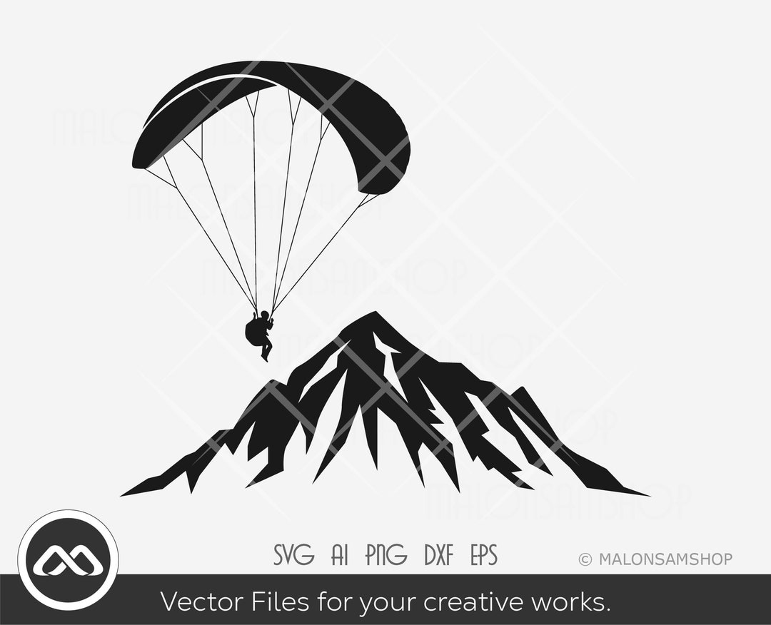 Paragliding SVG Skydive Mountain - Paraglide Svg, Parachute Svg ...