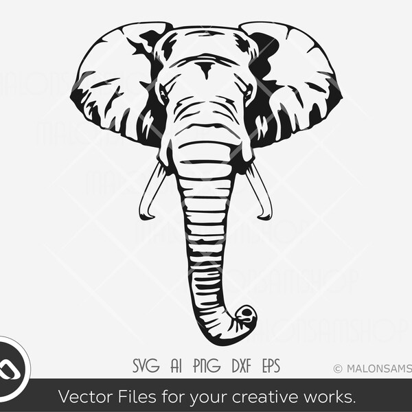 Elephant Face Svg - Etsy
