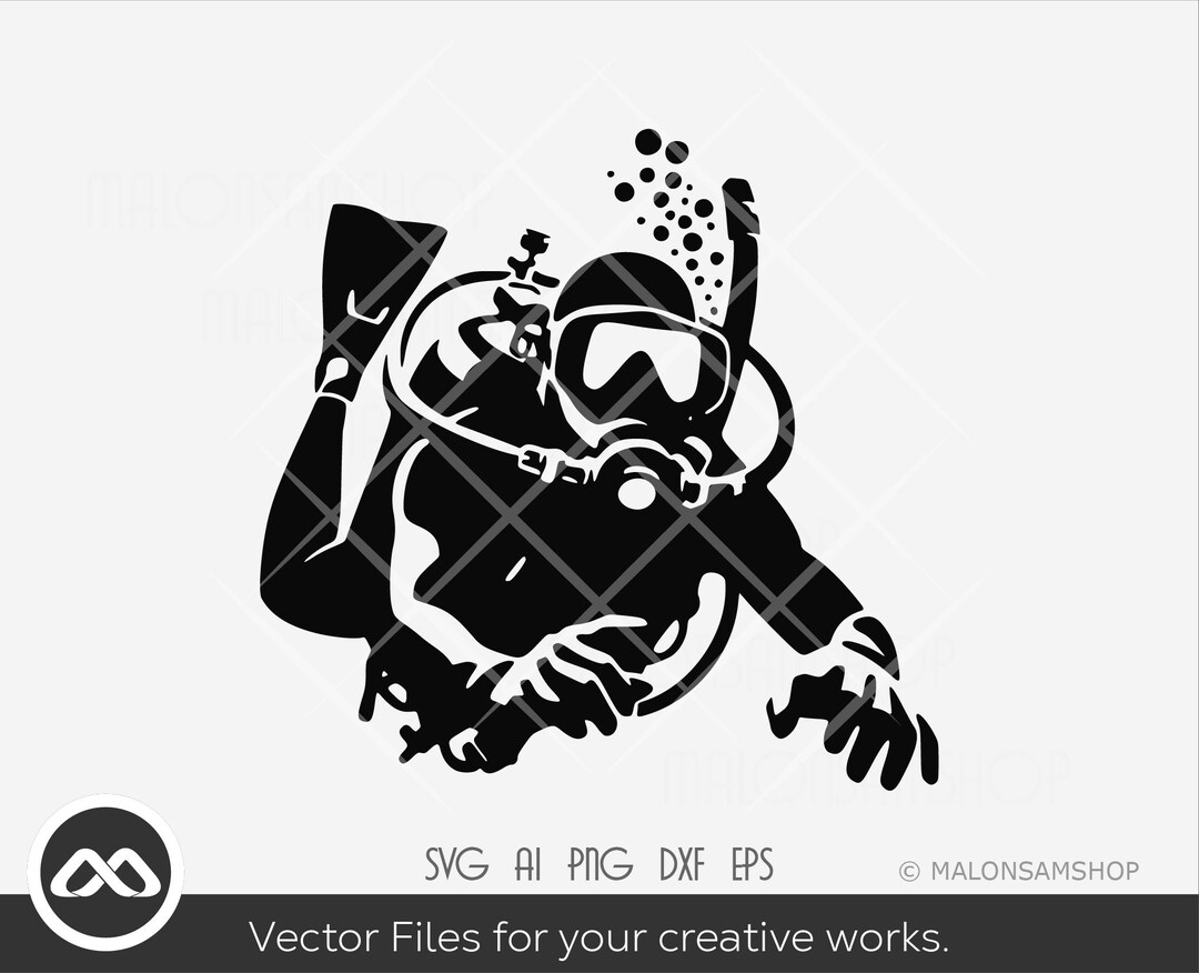 Scuba Diver SVG Cut File, Underwater Diving Clipart, Scuba Mask Diving ...