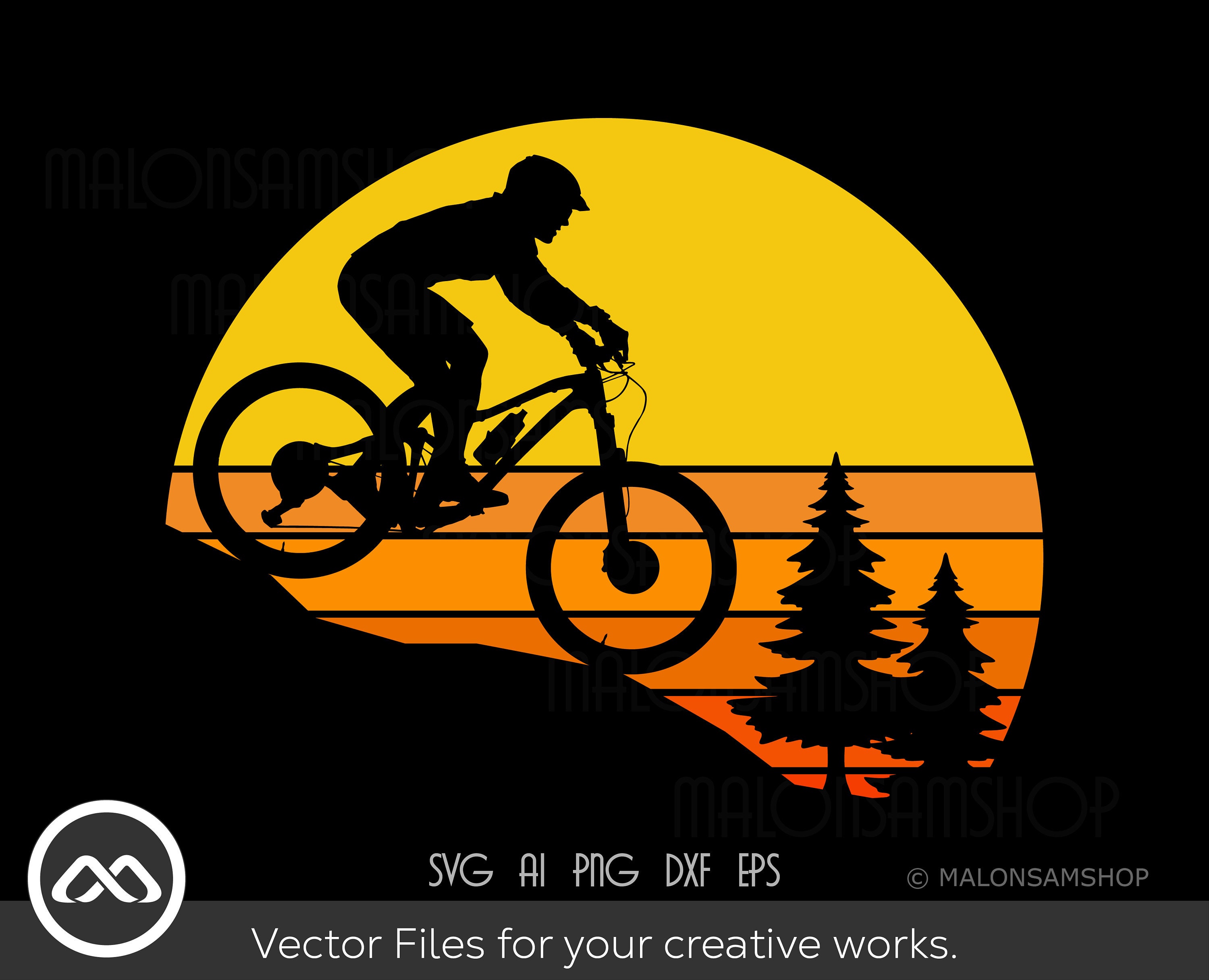 Vtt SVG Sunset rétro - VTT svg, vélo svg, vélo svg, VTT svg, vtt svg ...