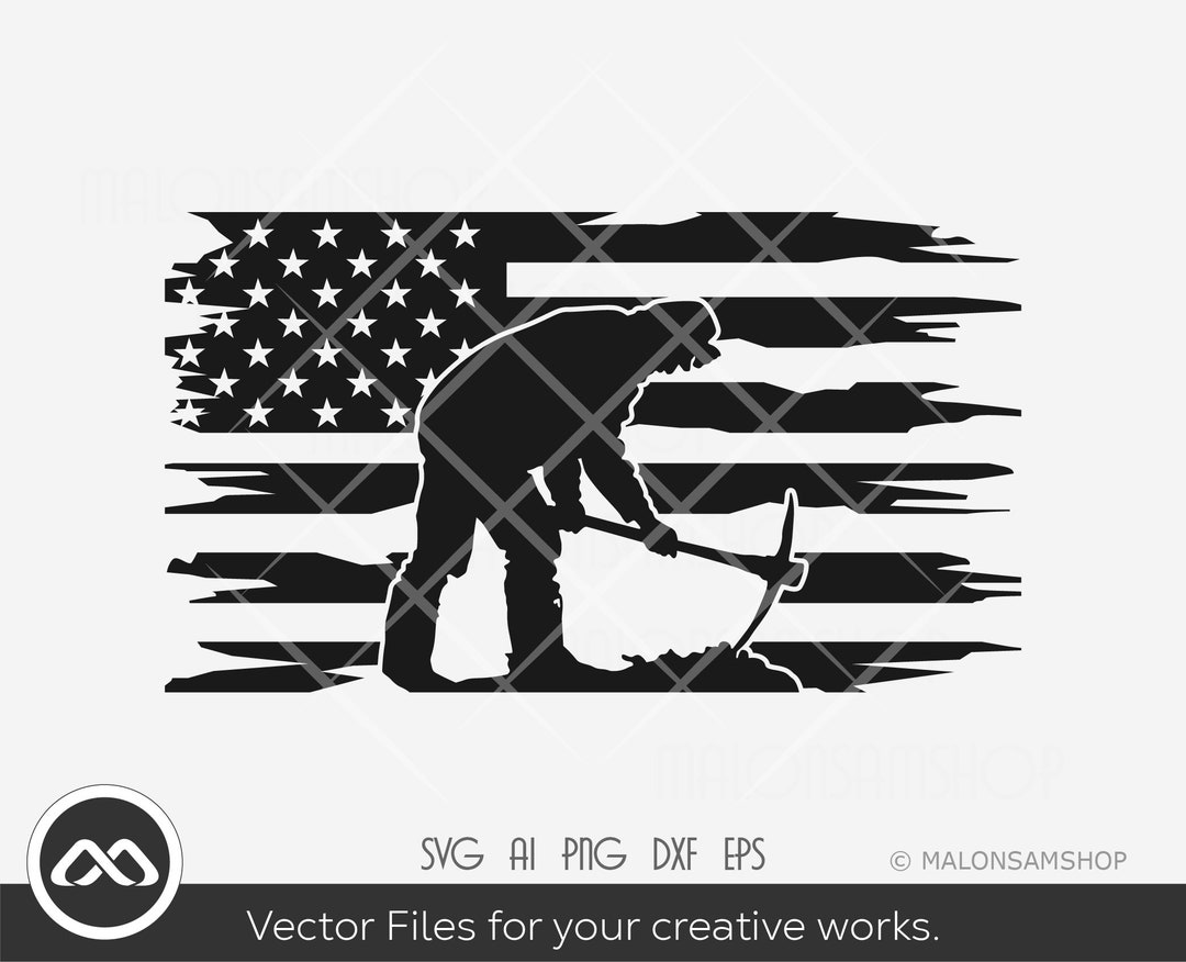 Us Flag Mining SVG Miner Silhouette - Miner Svg, Pickaxe Svg, Png ...
