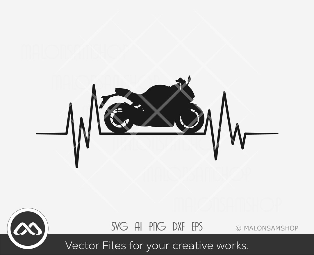 Sportbike SVG Heartbeat - Sportbike Svg, Racing Svg, Motorcycle Png ...