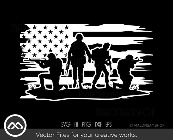 Army Silhouette With Flag
