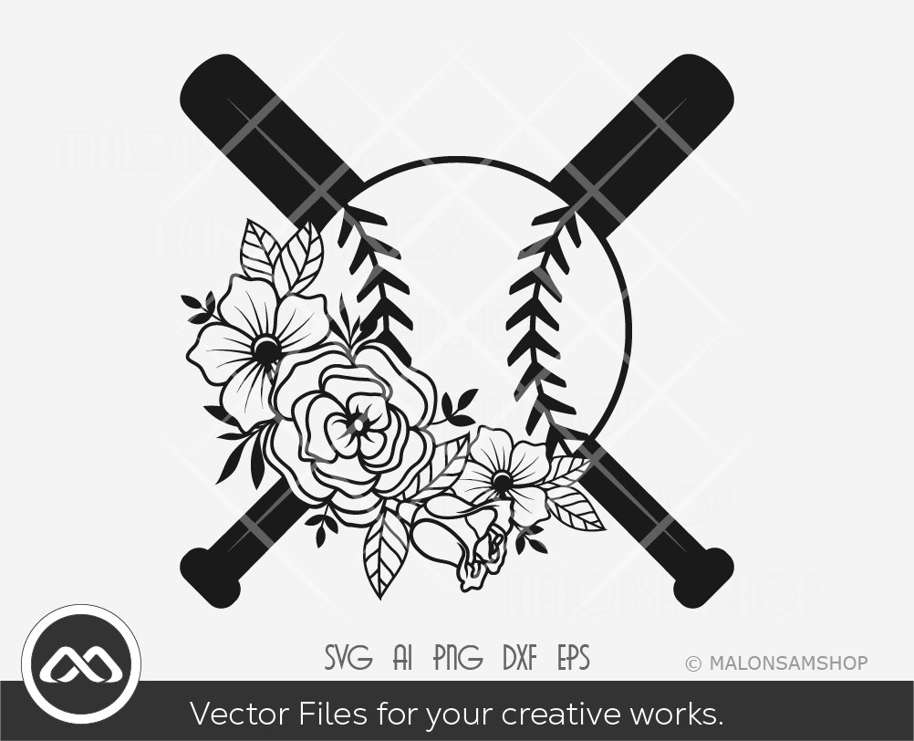 Béisbol Svg Pelota Con Flor Béisbol Svg Béisbol Mamá Svg Softbol Svg