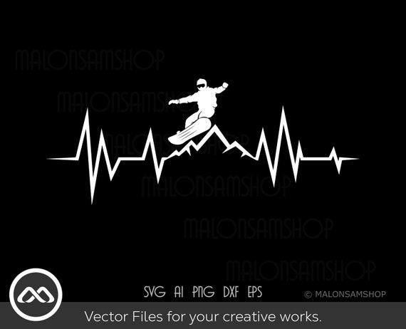 Snowboard SVG Heartbeat Snowboarding Svg Snowboard Svg for | Etsy