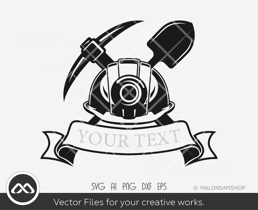 Mining SVG Your Text Helmet - Miner Svg, Pickaxe Svg, Png, Silhouette ...