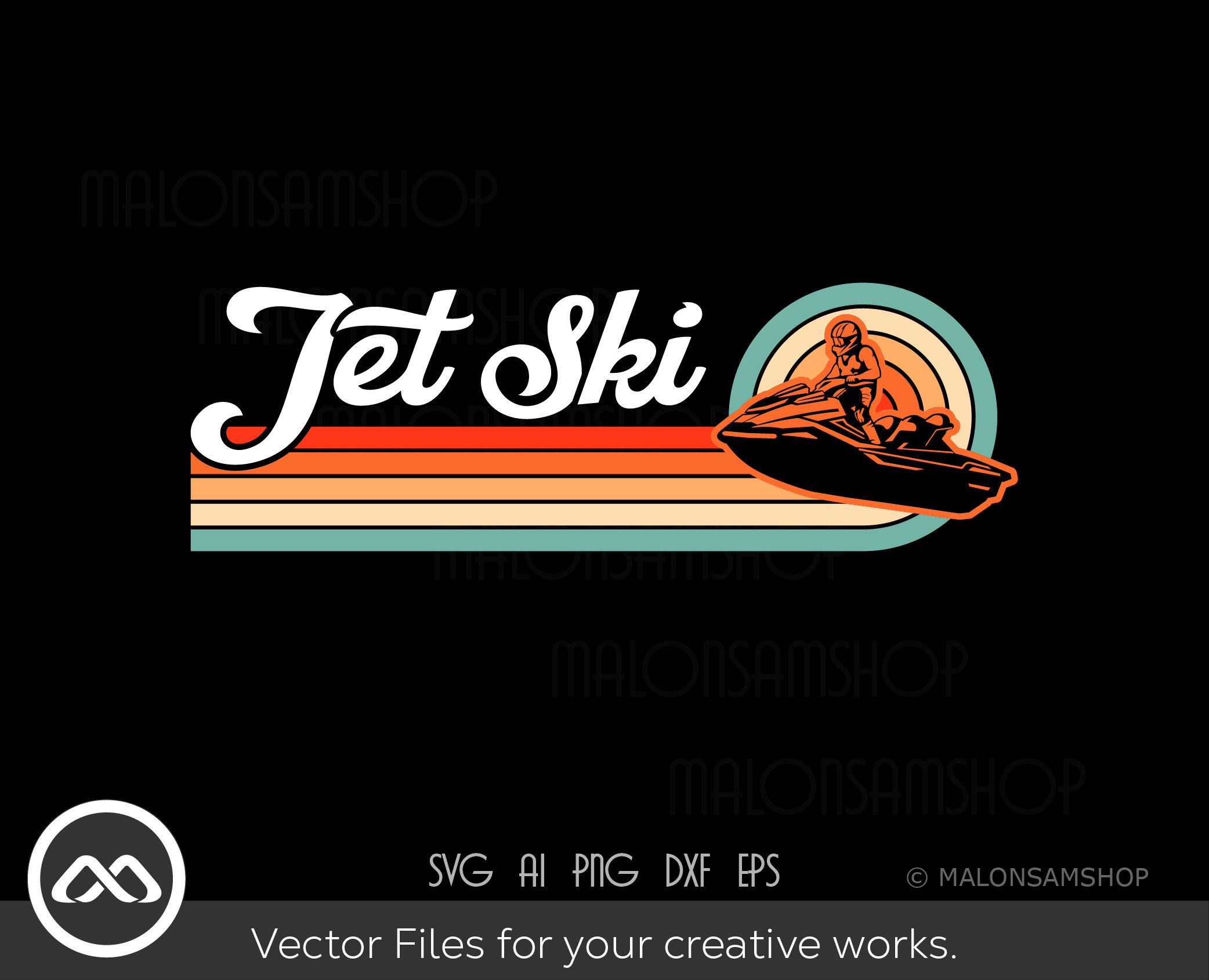 Retro Jet Ski SVG Jetski Logo - Jet Ski Svg, Jet Ski Clipart, Beach ...
