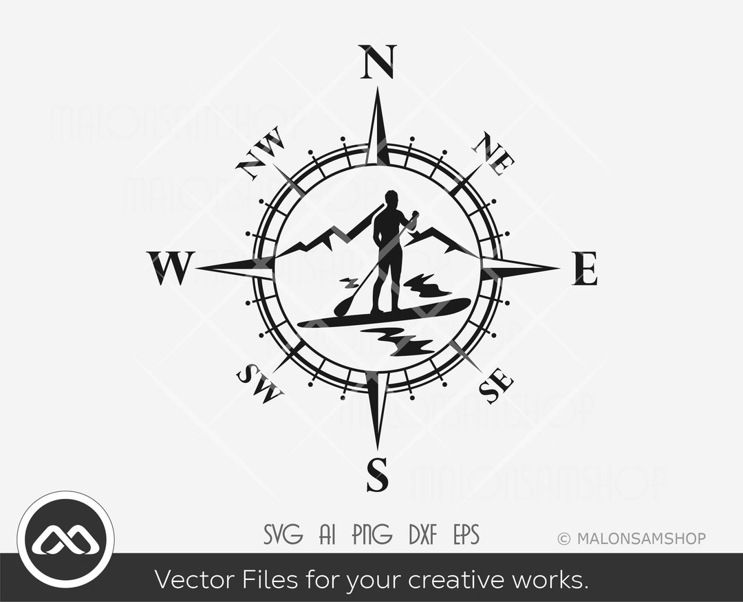 Paddleboard SVG Compass Male Version- Paddleboard Svg, Paddleboard Girl ...