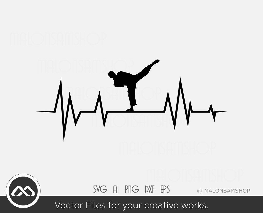 Karate SVG Heartbeat - Karate Svg, Martial Arts Svg, Taekwondo Svg, Dxf ...
