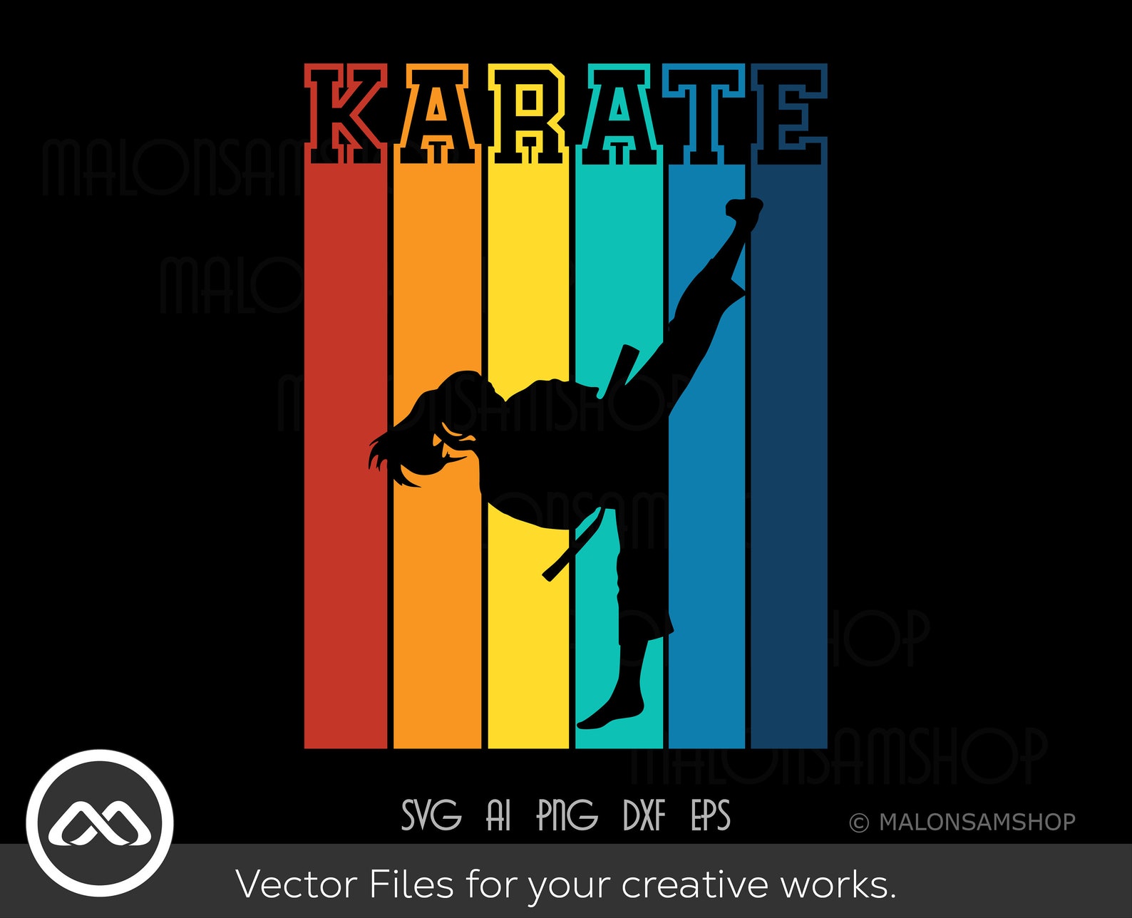 Retro Karate SVG Girl - Karate Svg, Martial Arts Svg, Taekwondo Svg ...
