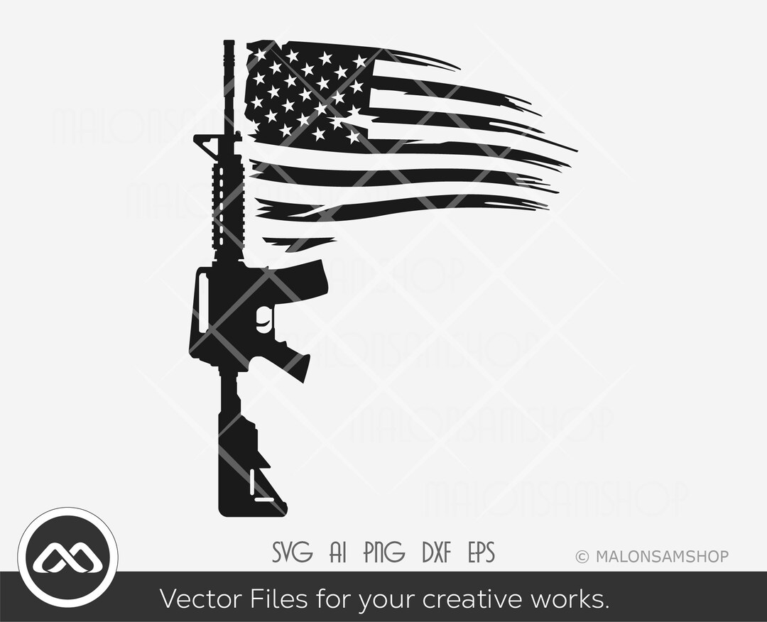 Rifle SVG USA Flag - Gun Svg, Military Svg, Patriotic Svg, American Svg ...