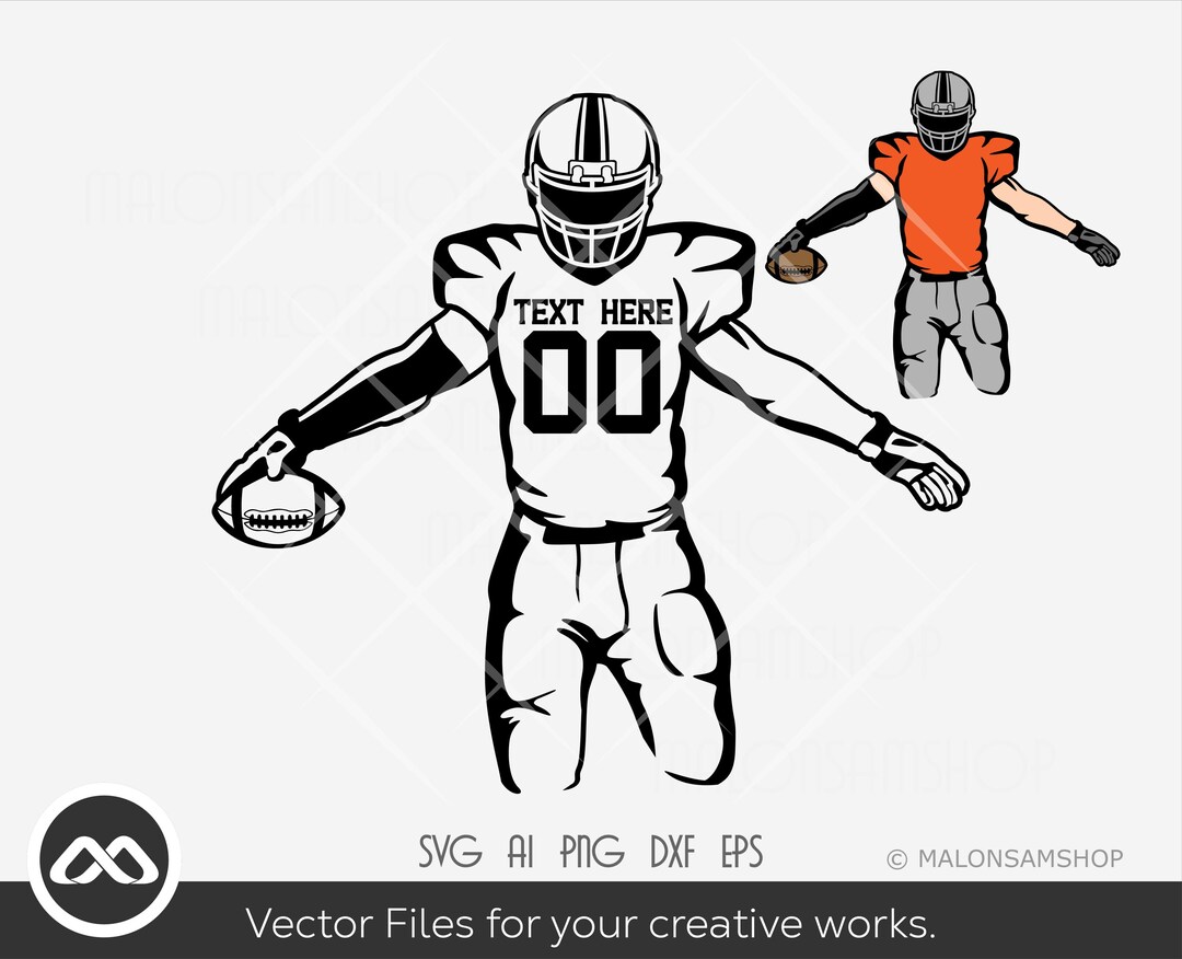 Custom American Football Player SVG Clipart | Editable Sports Team ...