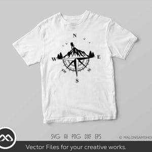 Adventure Compass SVG With Mountain Hiker Silhouette PNG Dxf EPS Vector ...