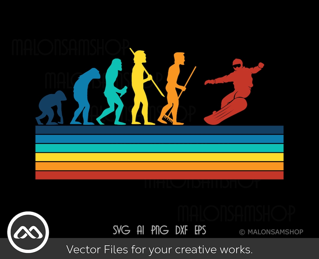 Retro Snowboard SVG Evolution - Snowboarding Svg, Snowboard Svg for ...