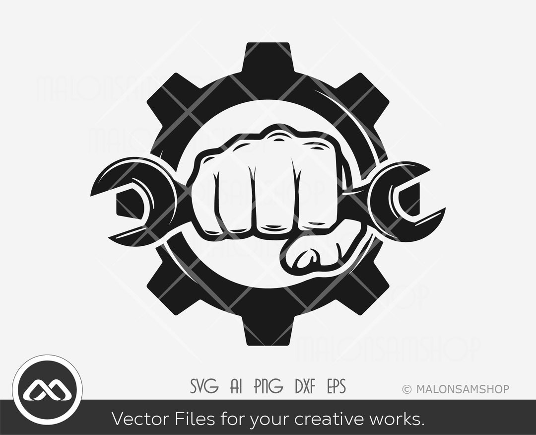 Mechanic SVG File Gear Fist Bump With Wrench - Mechanic Svg, Tools Svg ...
