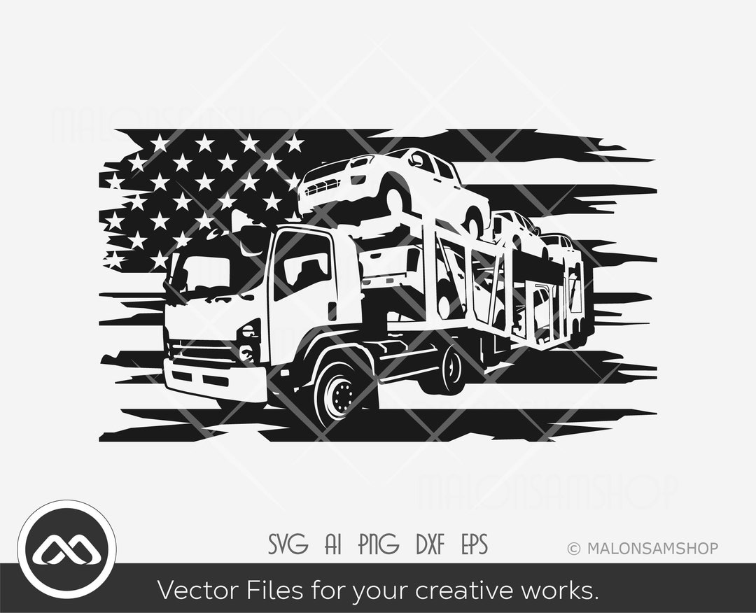 Car Transporter Truck SVG US Flag - Transporter Truck, Car ...
