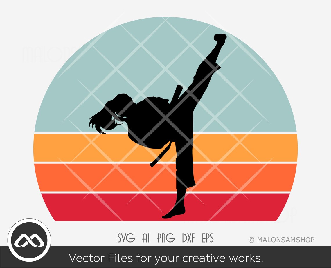 Karate SVG Girl in Retro Karate Svg Taekwondo Svg Martial - Etsy