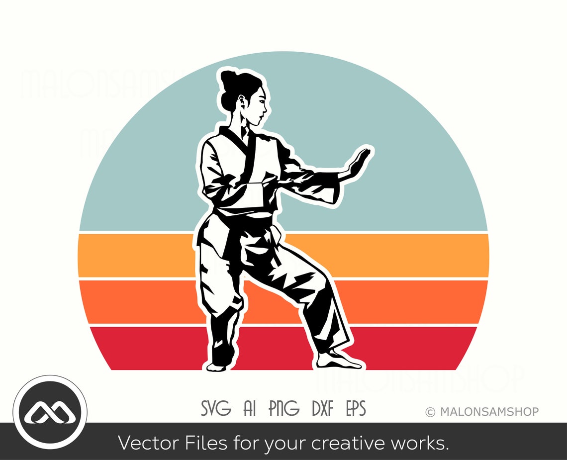 Retro Karate Girl SVG Silhouette Karate Svg Martial Arts - Etsy