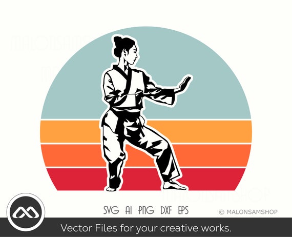 Retro Karate Girl SVG Silhouette Karate Svg Martial Arts | Etsy