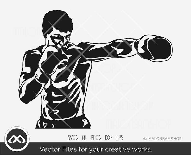 Boxing Fighter Silhouette SVG, Kick Boxing Svg, Boxing Clipart, Boxer ...