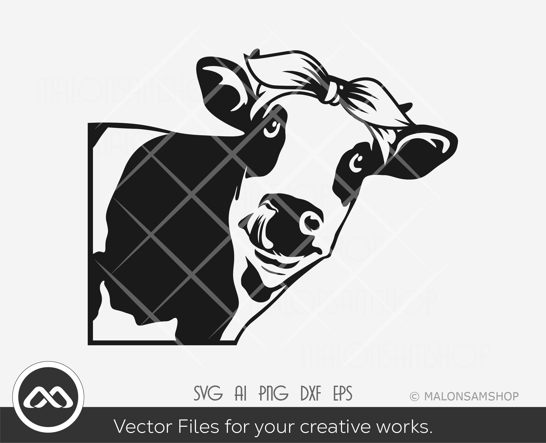 Funny Cow SVG Silhouette 2 vaca svg cabeza de vaca svg - Etsy México
