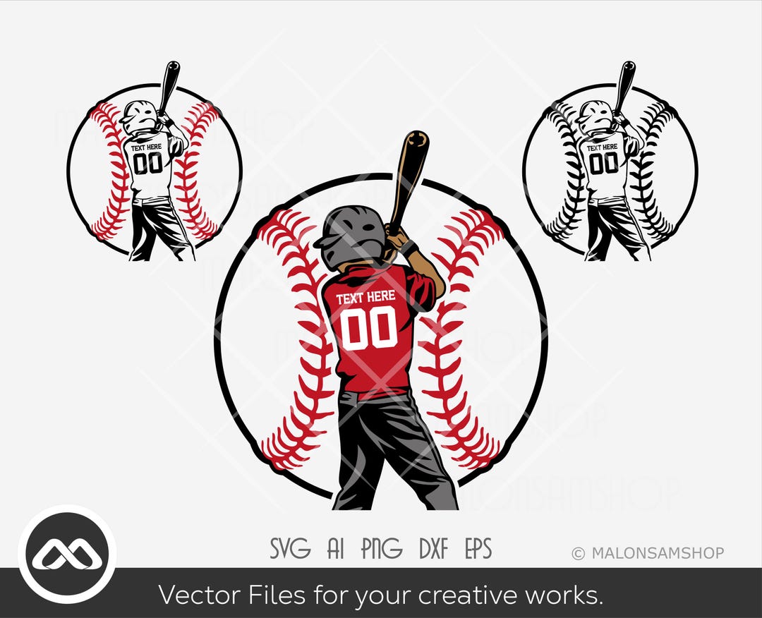 Custom Baseball Player SVG With Editable Jersey Number and Name ...