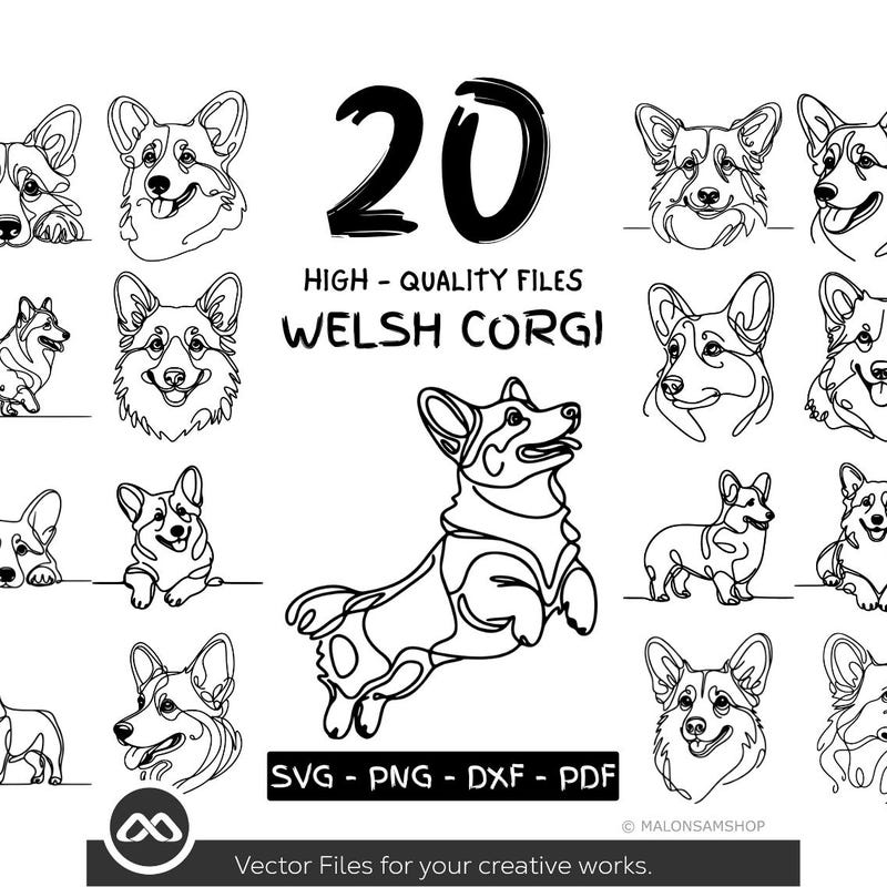 Corgi Line Face - Etsy