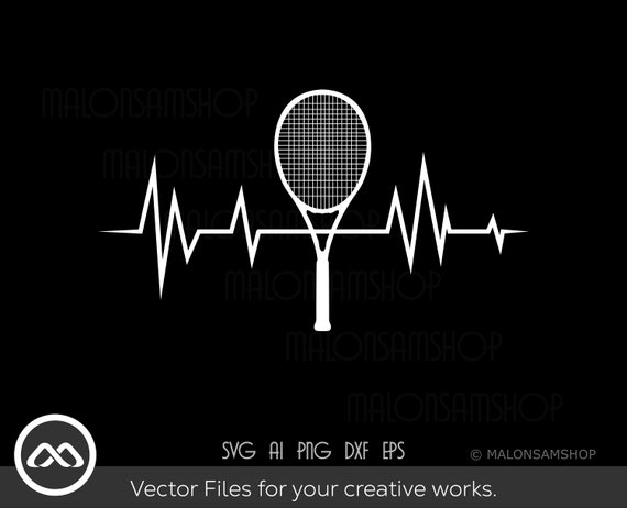 Tennis SVG Racket Heart Beat Tennis Svg Tennis Ball Svg | Etsy